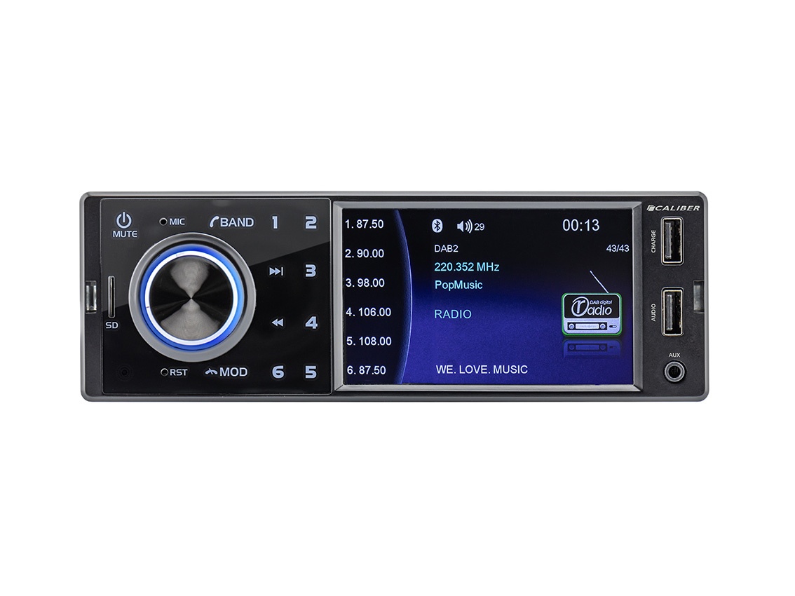 DAB+ Auto Radio with Bluetooth - USB, SD and AUX - 1 DIN - Extra USB ...