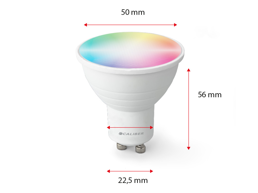 Smart bulb - Loose bulb - GU10 - RGB and White colours (HBT-GU10) | Caliber