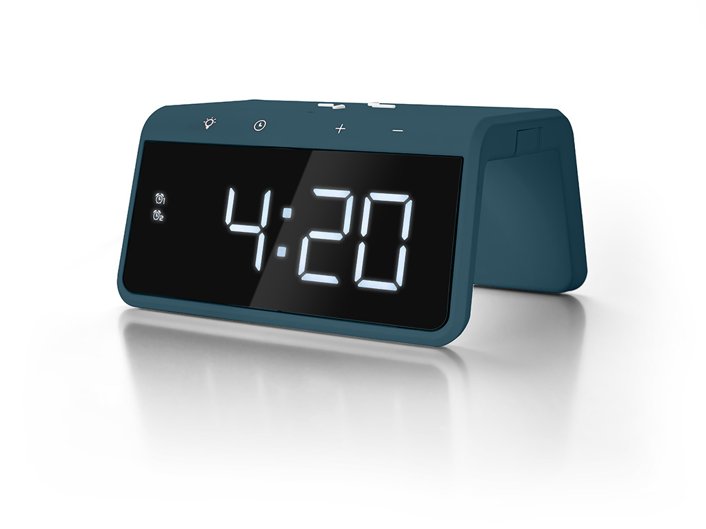 Digital alarm clock with wireless charger - Dual Alarm clock with Wake ...