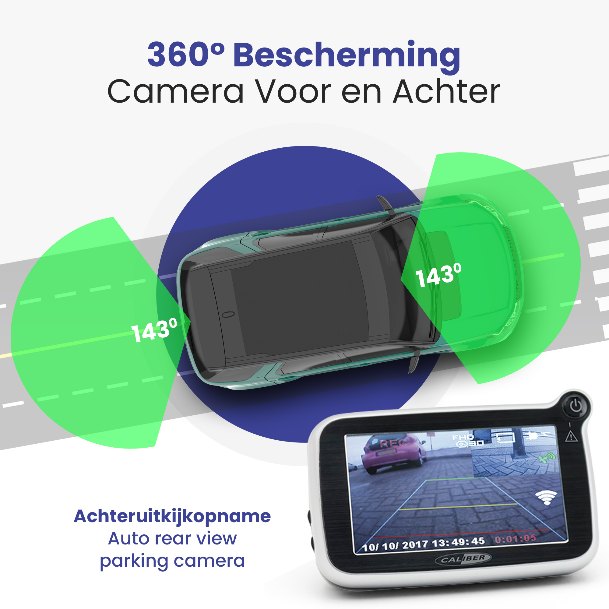 Caliber Dashcam Voor Auto - Voor en Achter Camera - G-sensor - 2.7 Inch ...